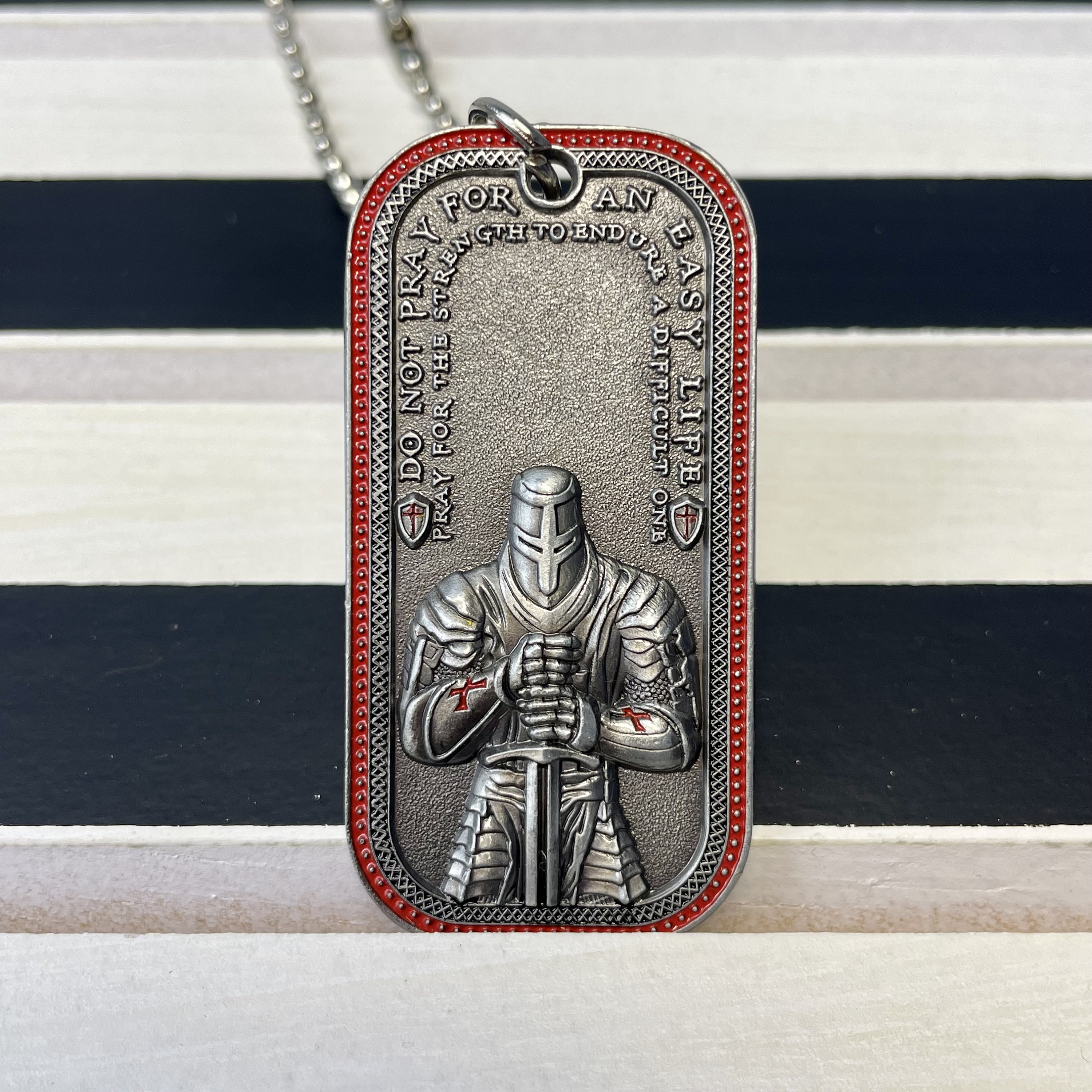 Knight Silver Engraved Dog Tag Necklace Knights Templar - Etsy