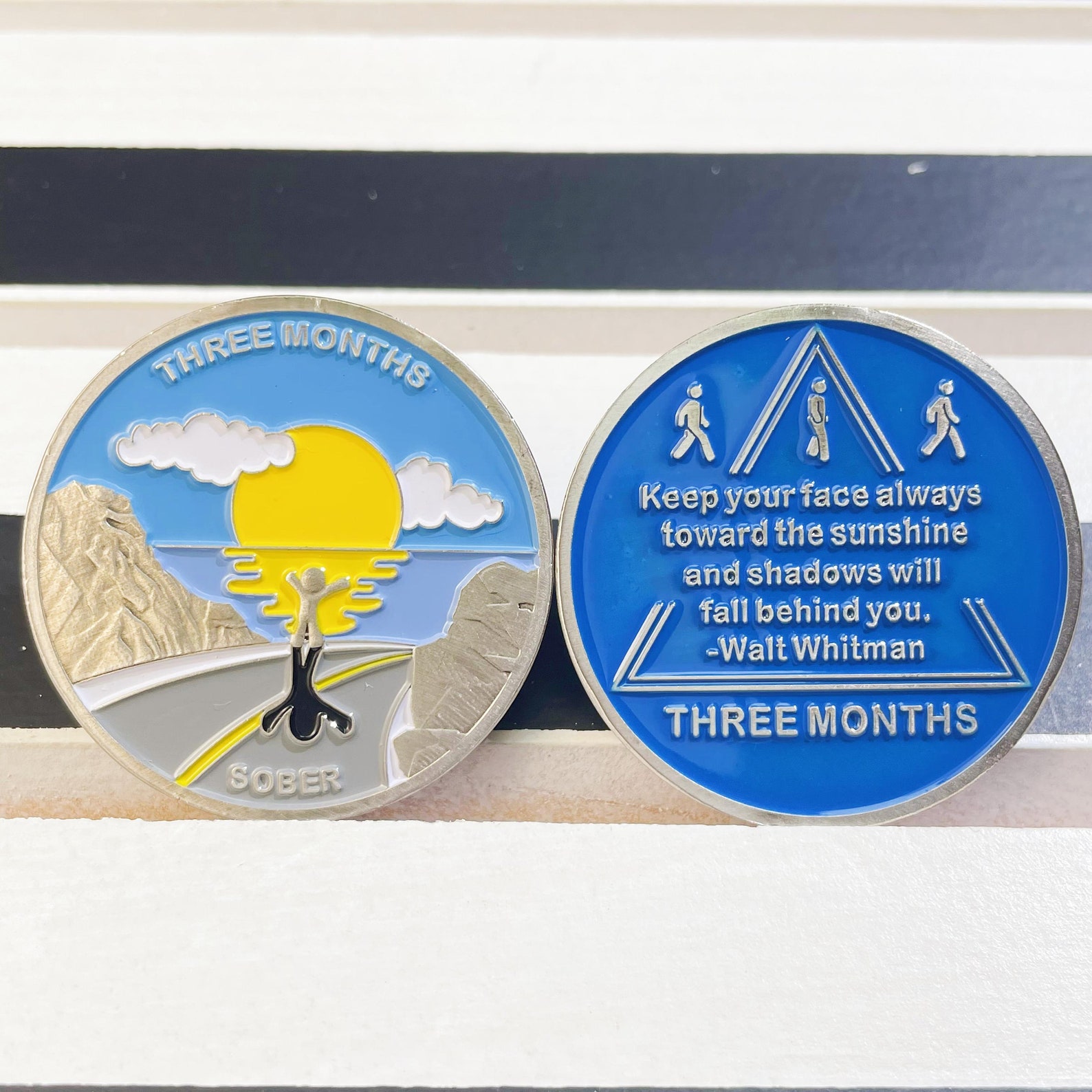 3 Months Sobriety Coin - AA Chip (1-12 Months) - AA Medallion and ...