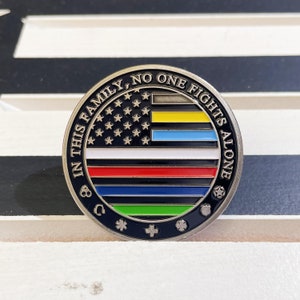 No One Fights Alone Challenge Coins - First Responders Military Thin ...