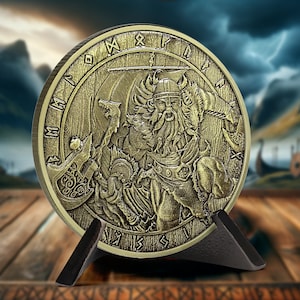 Viking Warrior Axes Challenge Coin - Norse Coins Valknut Runes Odin ...
