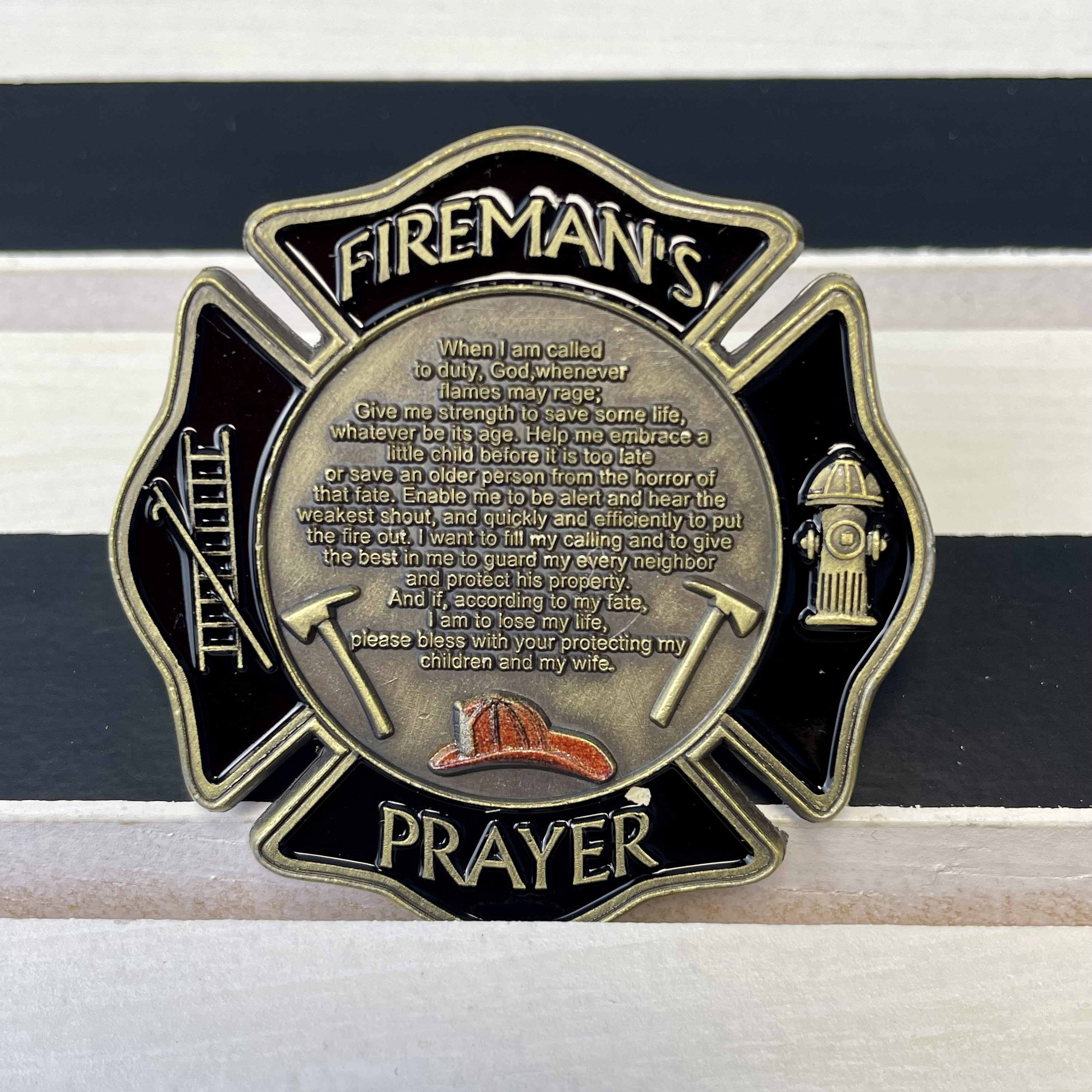 Firefighter Challenge Coin - Red Lives Matter Prayer - Fire Department ...