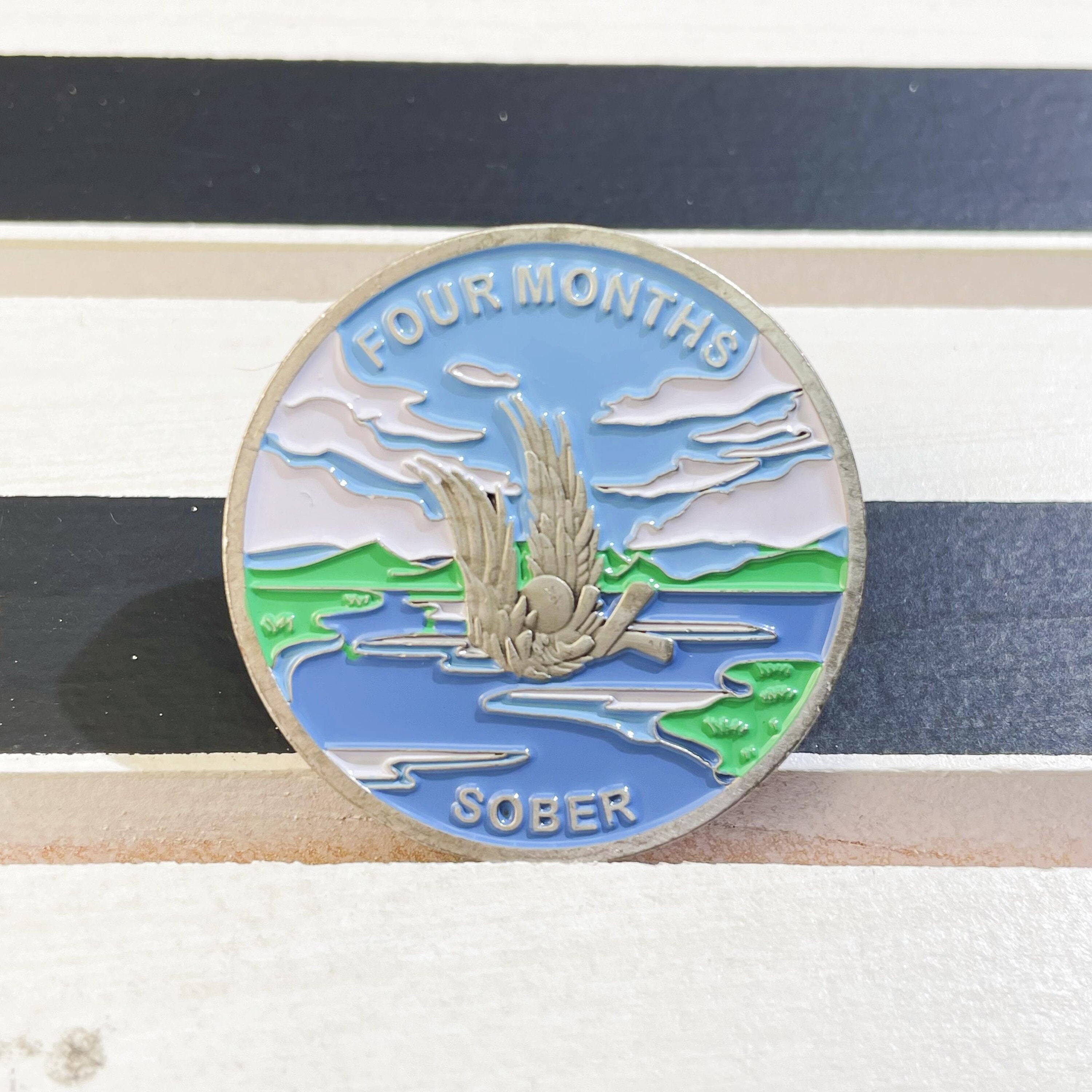 4 Month Sobriety Coin - AA Chip (1-12 Months) - AA Medallion and Prayer ...