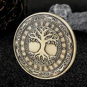 Yggdrasil(tree of Life) Viking Challenge Coin - Antique Brass Norse ...