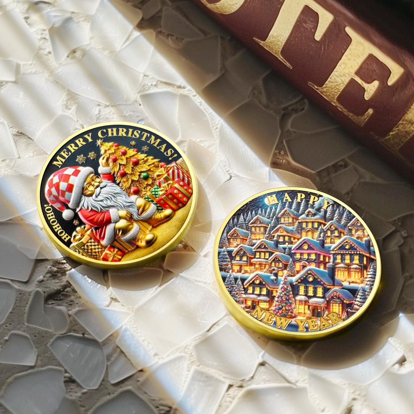 Christmas Challenge Coin Christmas Greetings Badge Happy New Year Token ...