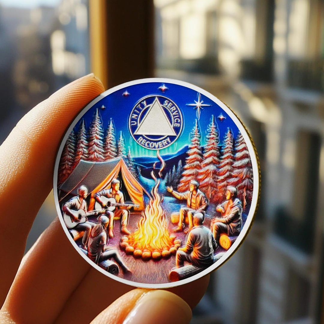 Bonfire in the Forest AA Chip Customizable Year Soul Cleansing Sobriety ...