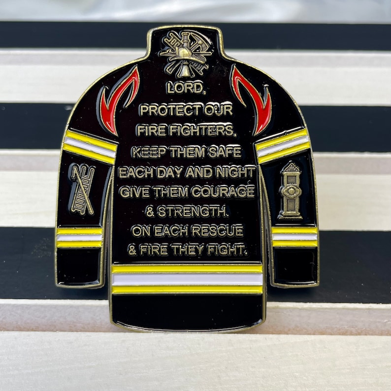 Firefighter Rescue Uniform Challenge Coin - Fireman Prayer Pocket Token ...