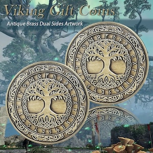 Viking Challenge Coins - Yggdrasil Tree of Life | Mjölnir Thor's Hammer ...