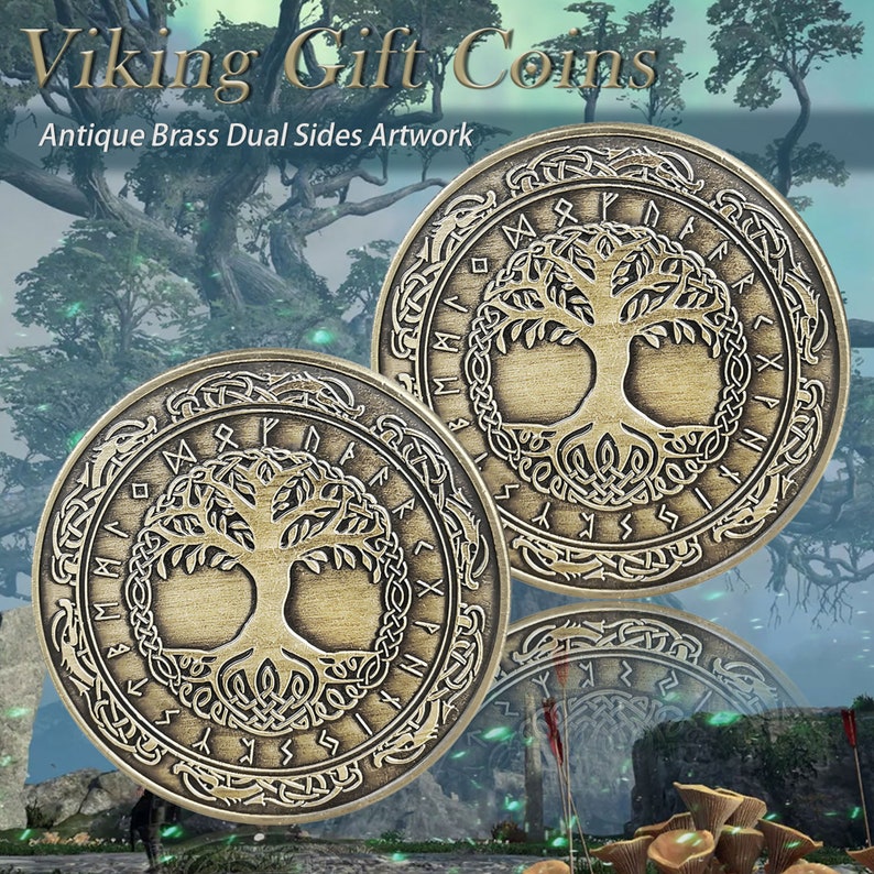 Viking Challenge Coins - Yggdrasil Tree of Life | Mjölnir Thor's Hammer ...