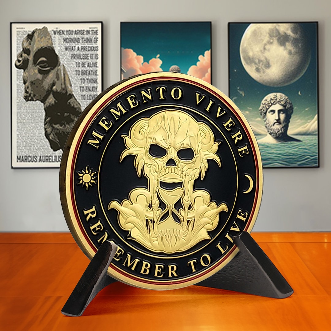 Memento Mori Memento Vivere Coin - Skull Head Challenge Coin Reminder ...