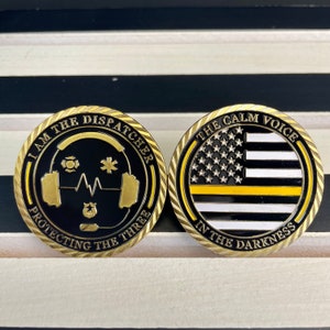 Dispatcher Challenge Coin - Thin Gold Line - Public Safety First ...