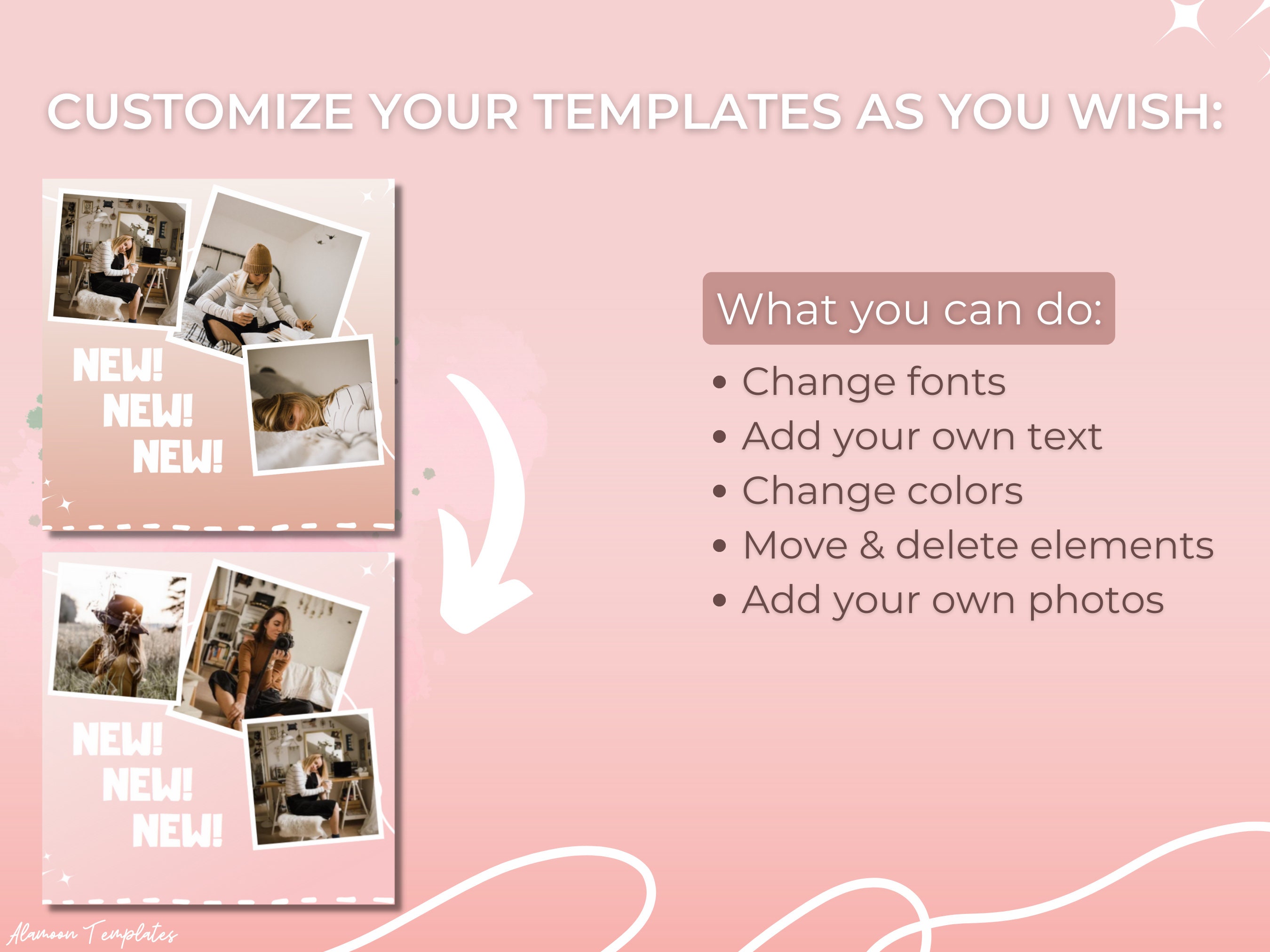 32 Boho Instagram Stories and Post Templates Canva Templates Quotes for ...