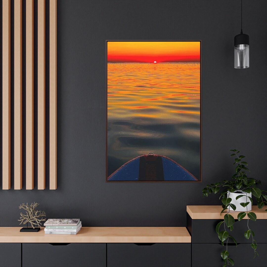 Matte Canvas Black Frame : Serene Sunrise Over Barcelona Beach - Etsy