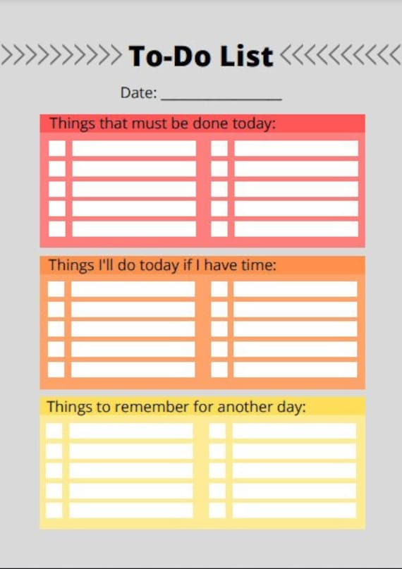 Prioritized To-do List Instant Download Printable Task - Etsy