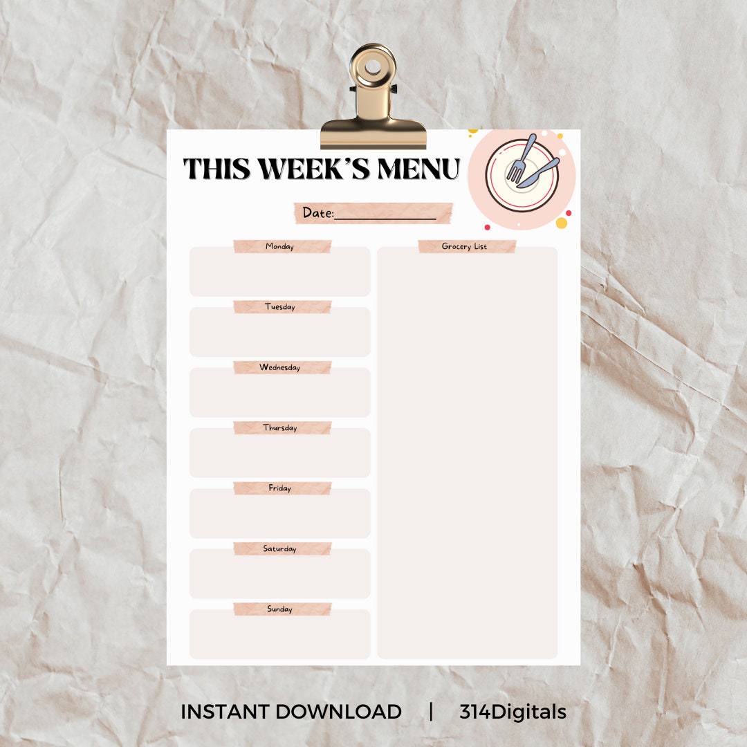 Weekly Meal Planner | Meal Prep | Printable Meal Planner | Groceries ...