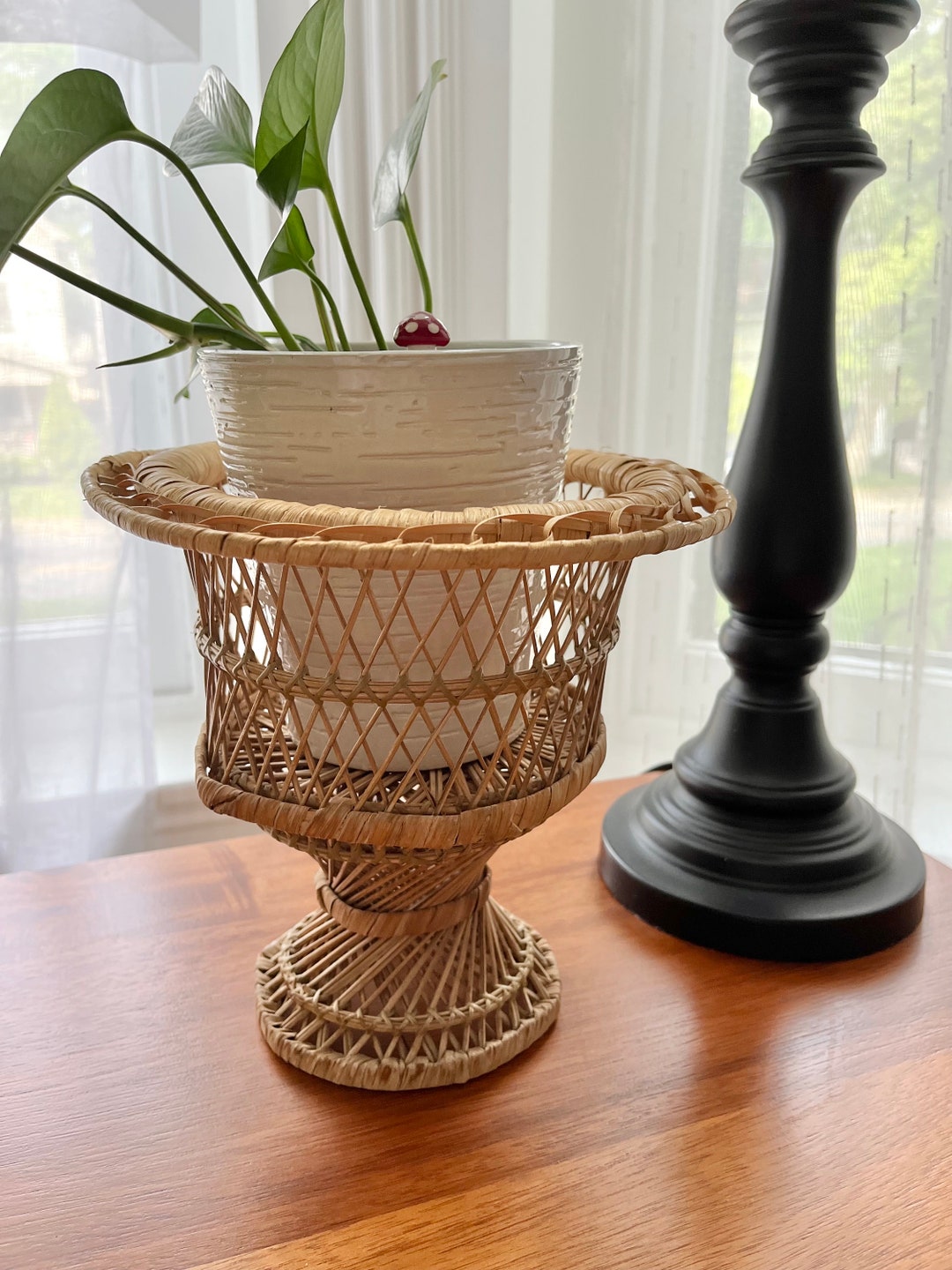 Vintage Rattan Wicker Plant Stand - Etsy