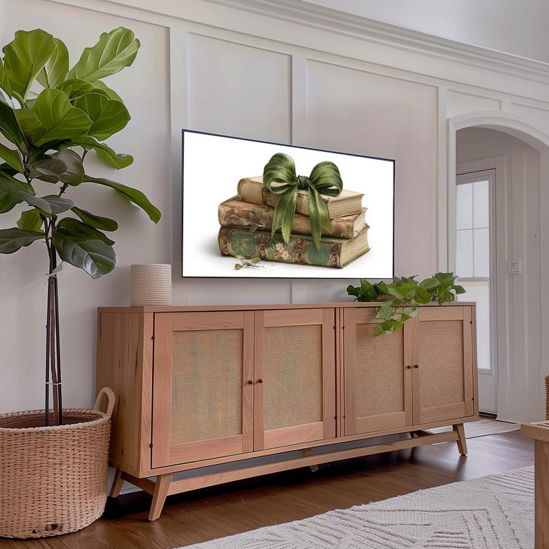 Vintage Books TV Art Frame TV Wall Decor Cottagecore Rustic Farmhouse ...