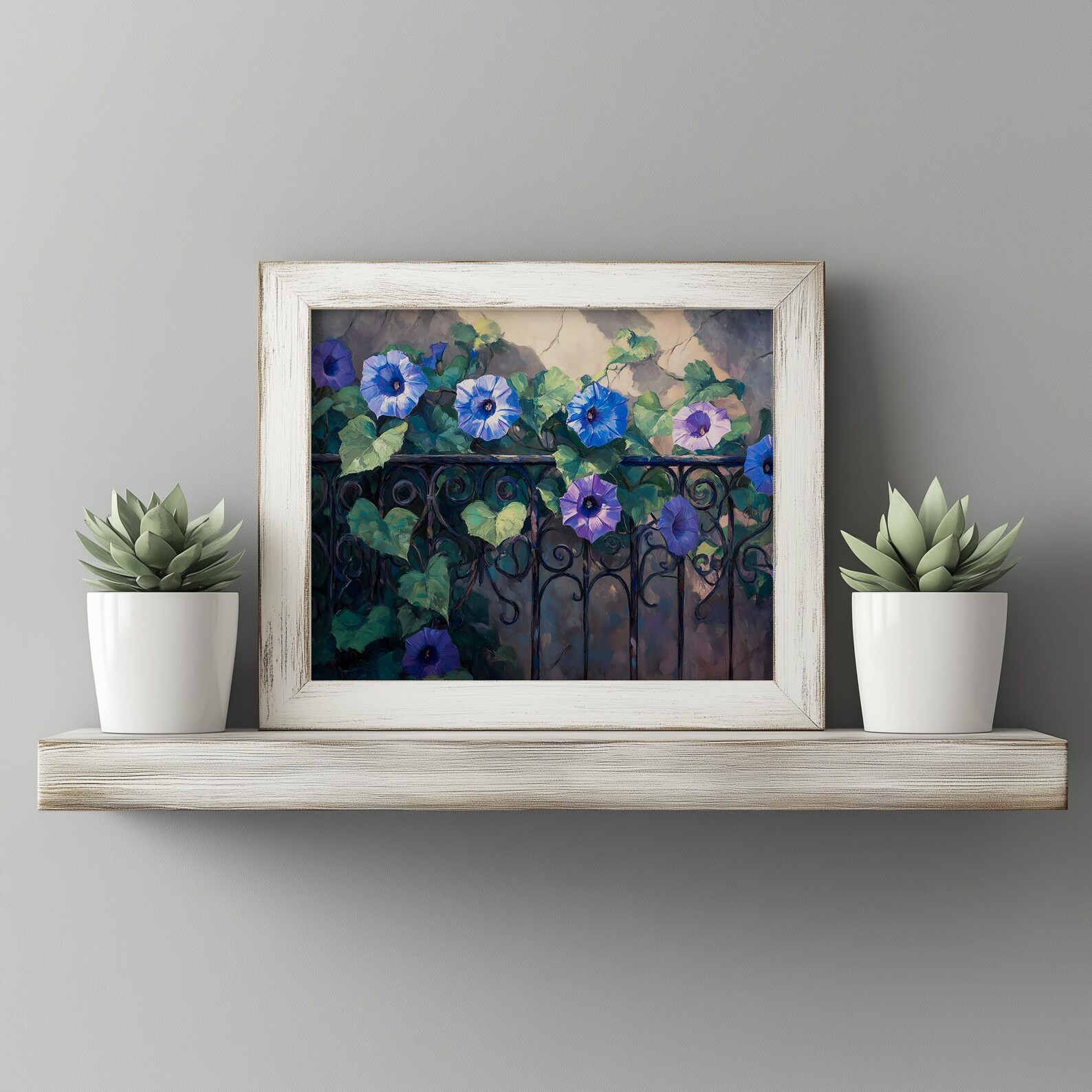 Romantic Cottagecore Morning Glories Art - Cottage Garden Wall Art ...