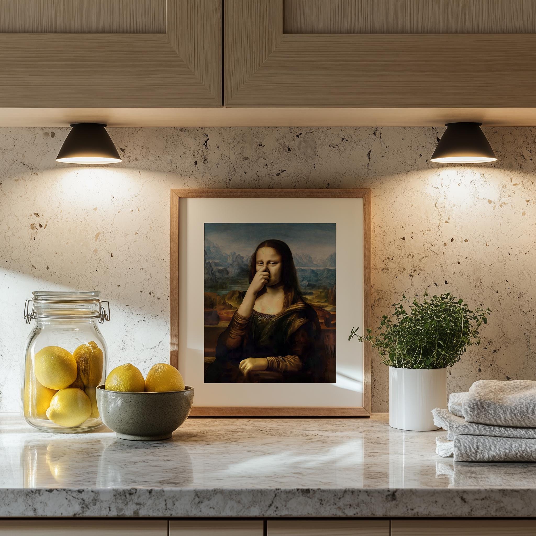 Mona Lisa Bathroom Funny Wall Art, Moody Classic Renaissance Painting ...