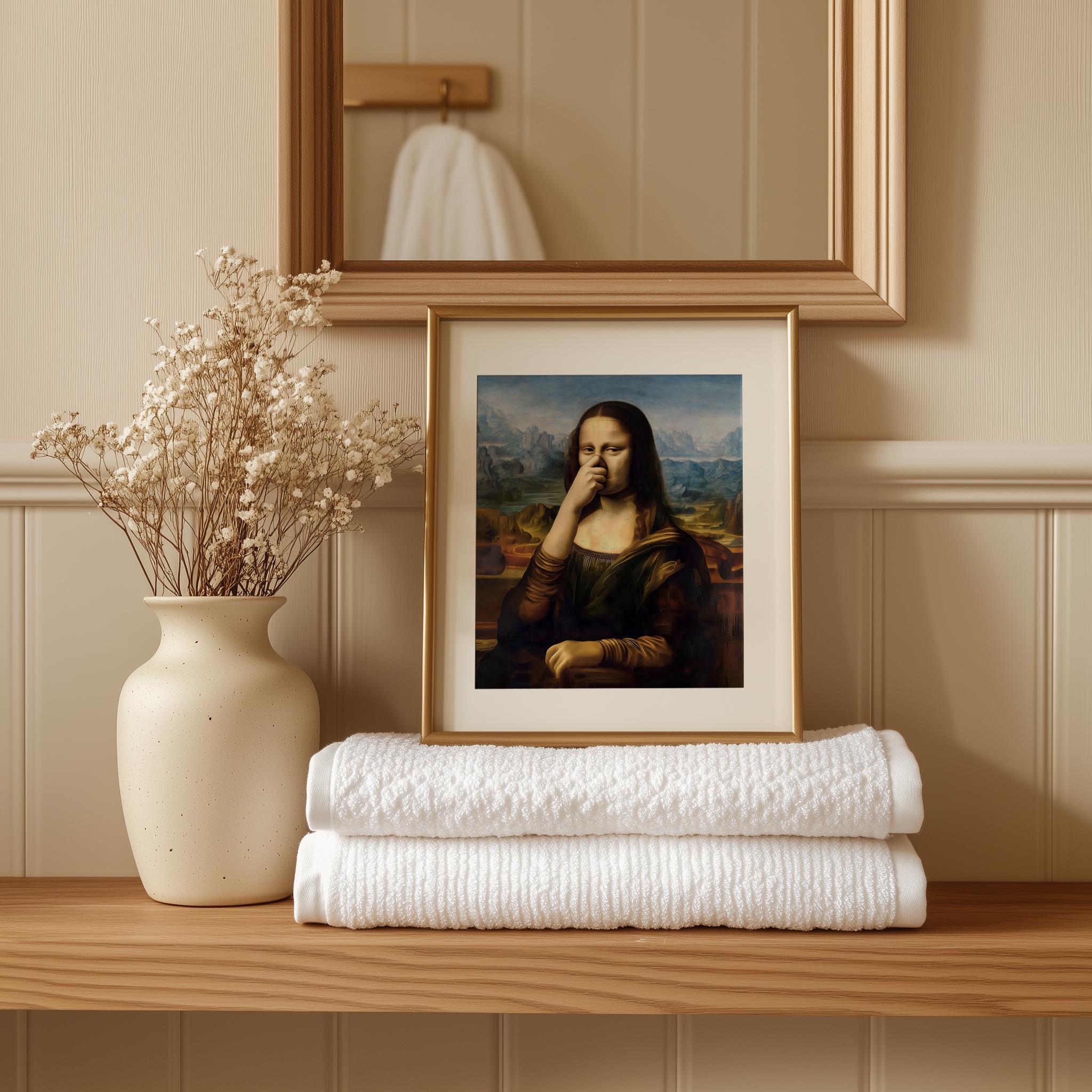 Mona Lisa Bathroom Funny Wall Art, Moody Classic Renaissance Painting ...