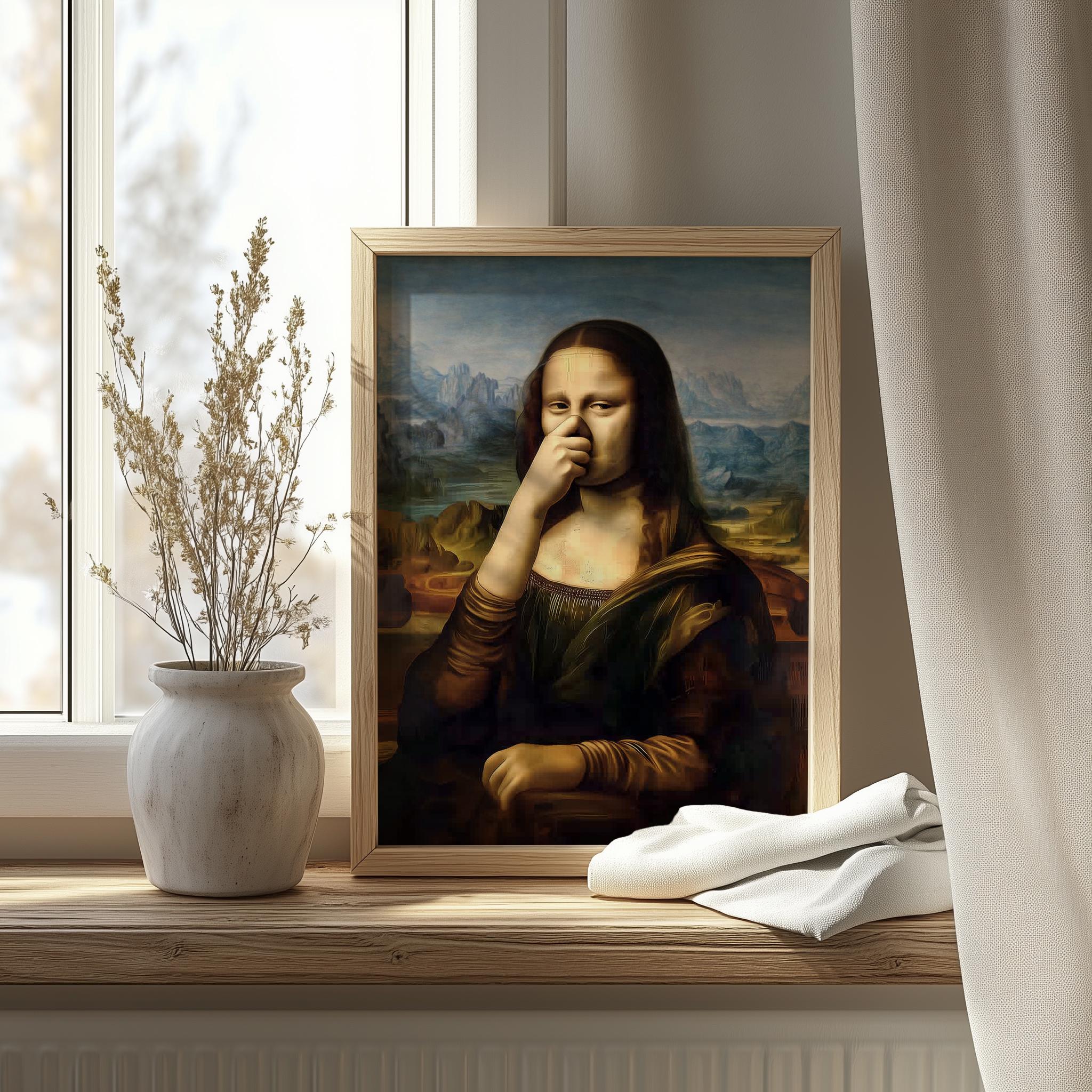Mona Lisa Bathroom Funny Wall Art, Moody Classic Renaissance Painting ...