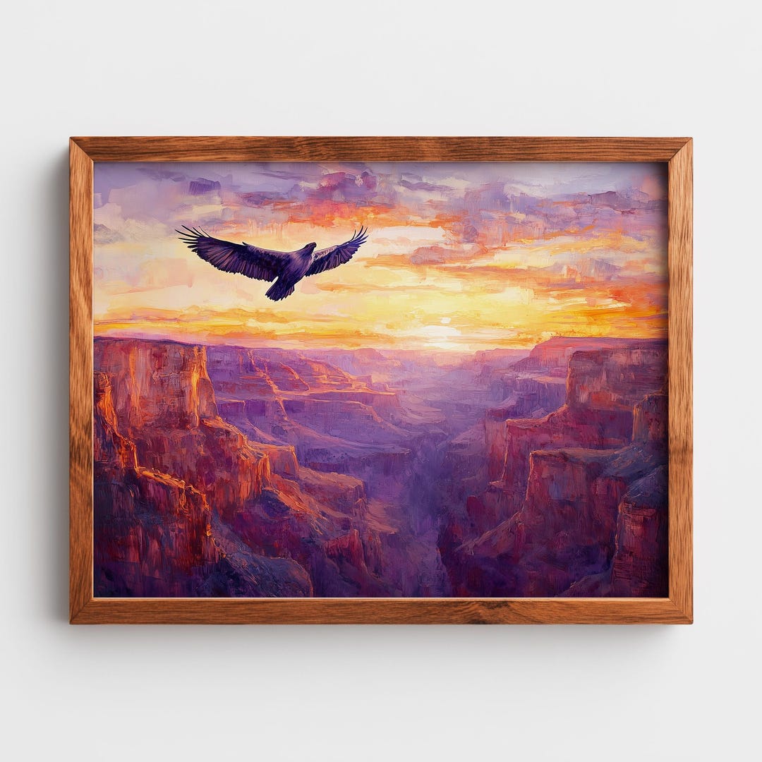 Majestic California Condor Printable - Dramatic Sunset Canyon Wall Art ...