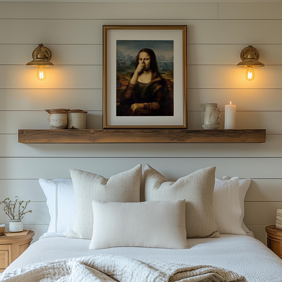 Mona Lisa Bathroom Funny Wall Art, Moody Classic Renaissance Painting ...