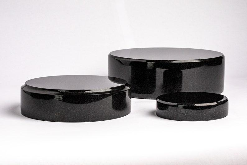 8 X 2 Round Granite Base for Fine Art Sculpture / Absolute Black ...