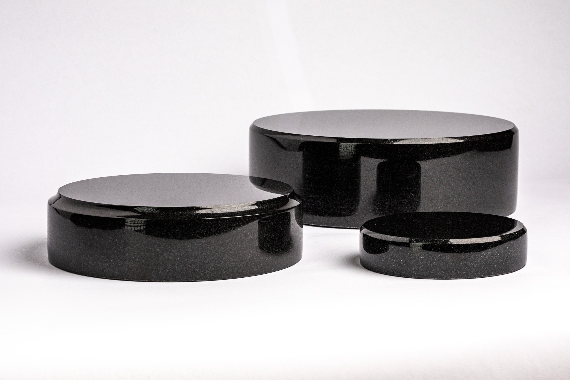 6 X 1 Round Granite Base for Fine Art Sculpture / Absolute Black ...