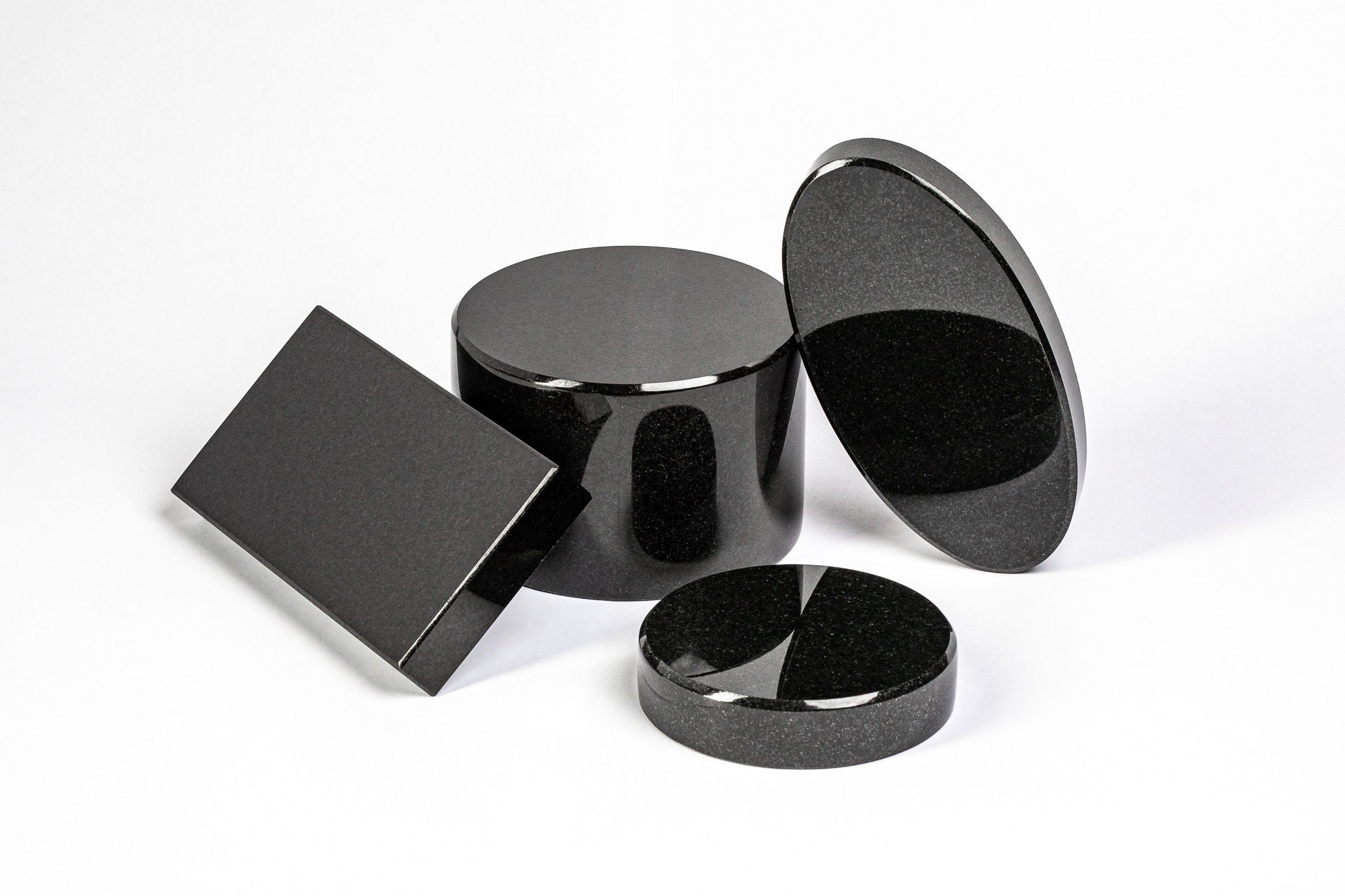 6 X 1 Round Granite Base for Fine Art Sculpture / Absolute Black ...