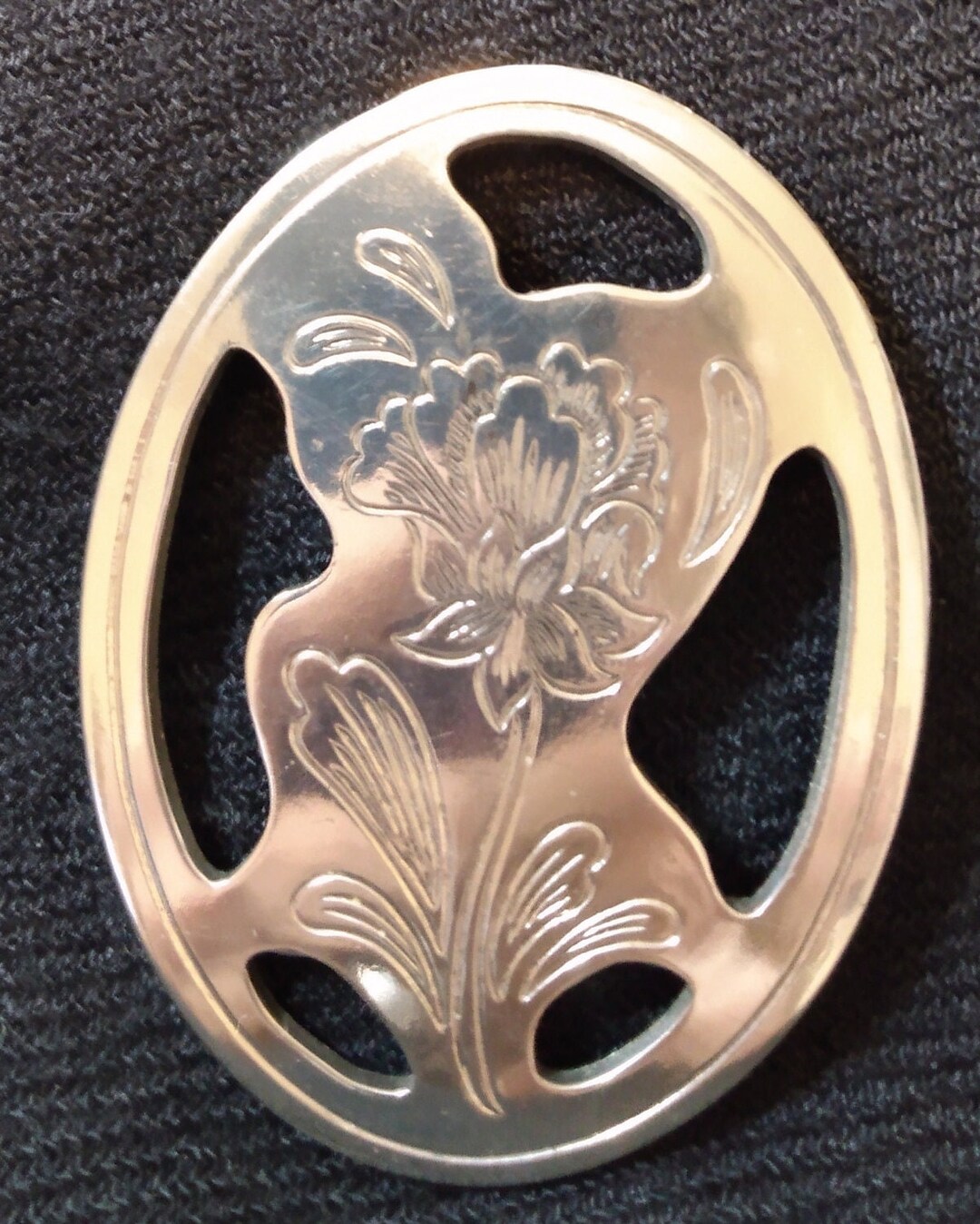 Lenox Pewter Iris/orchid Pin, Brooch , Pewter, From the Kirk Stieff Collection in Original Box ...