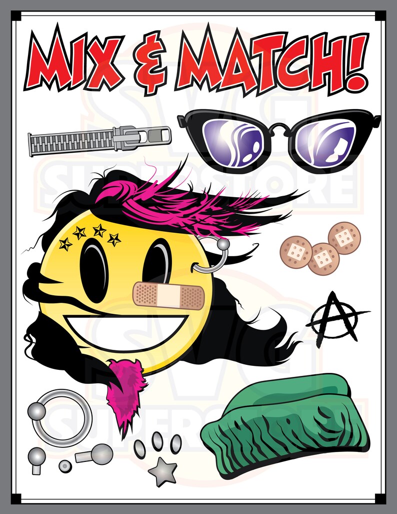 Punk Emojis Set 01 - Etsy