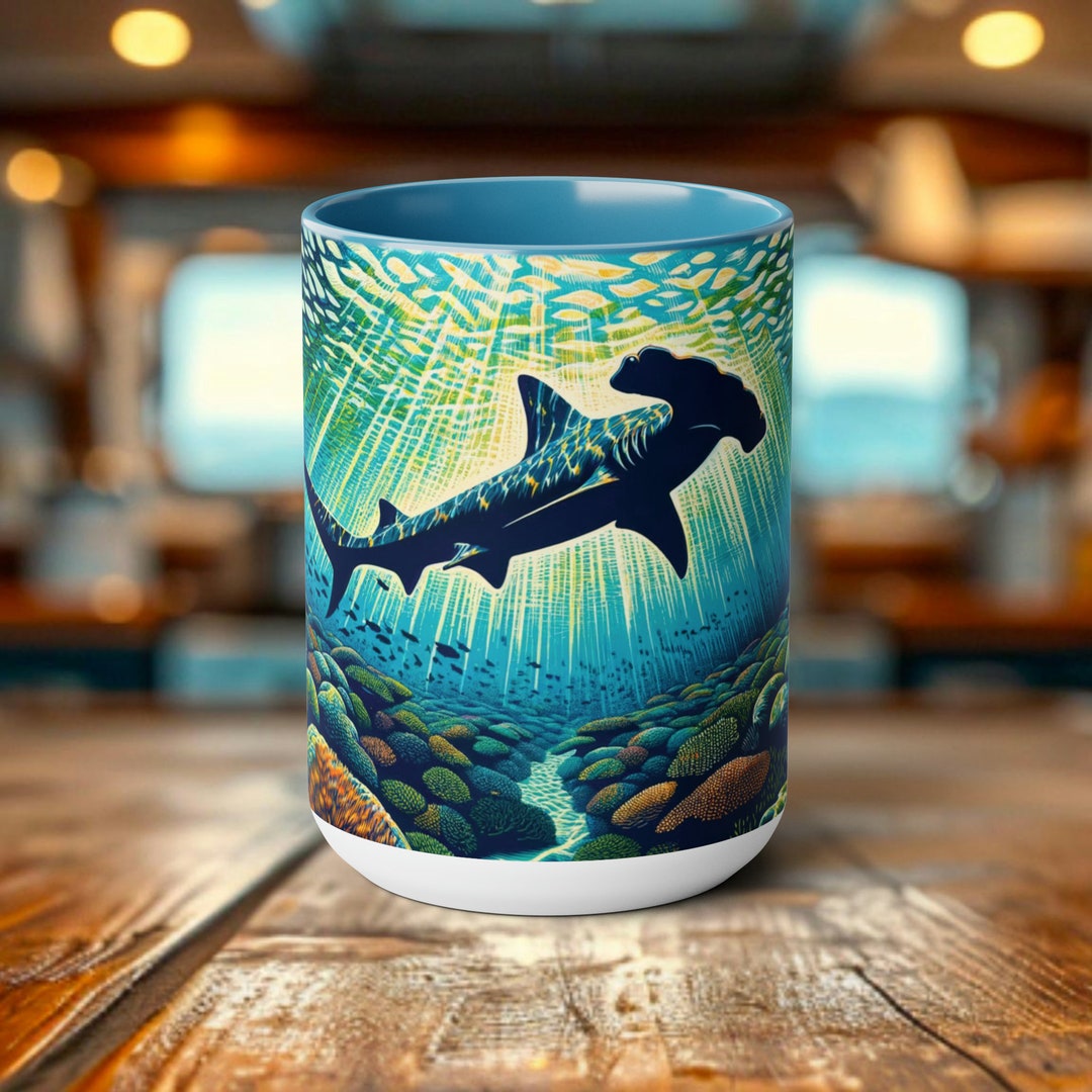 Hammerhead Shark Coffee Tea Mug Eco-gift | 15oz Ceramic Cup | Ideal ...