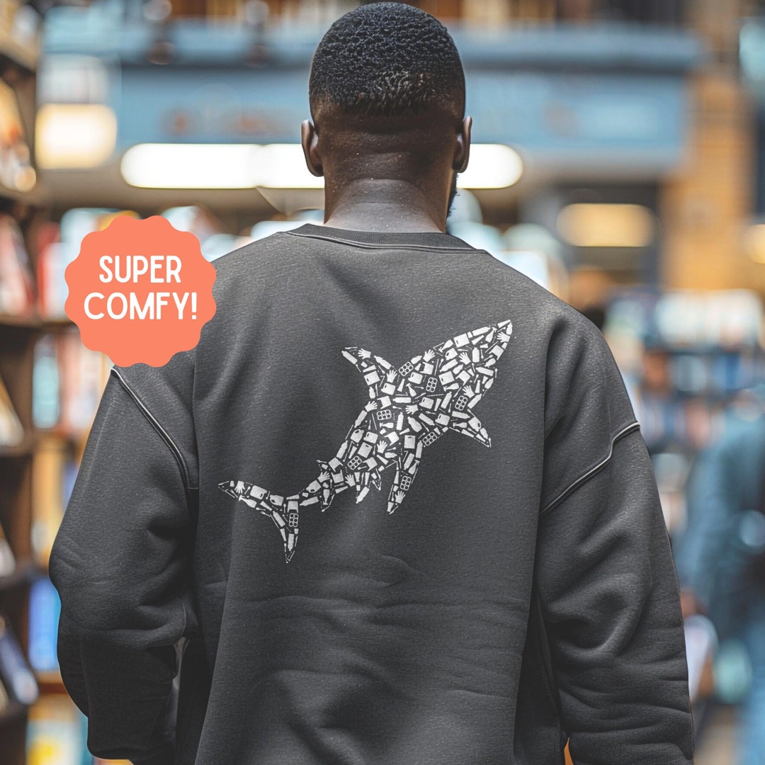 Great White Shark Silhouette Cottagecore Pullover, Ocean Conservation ...