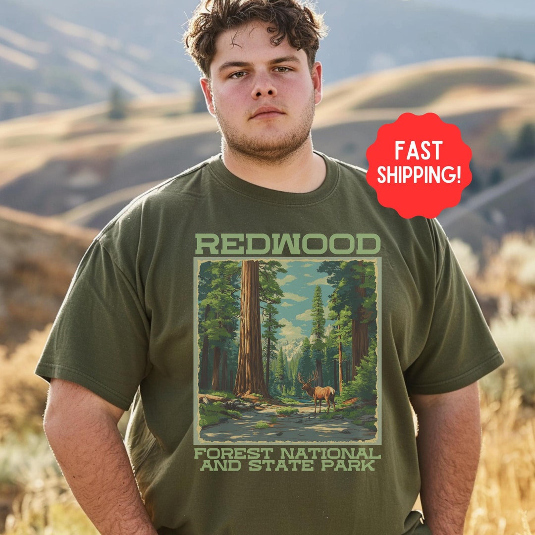 Redwood Forest Moose Shirt: Organic Cotton Camping Tee - Etsy