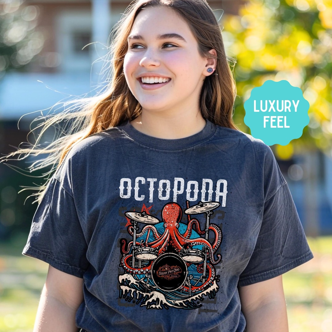 Octopus Drummer Band Shirt, Marine Biology Fun Bootleg Rap Tee, Gift ...