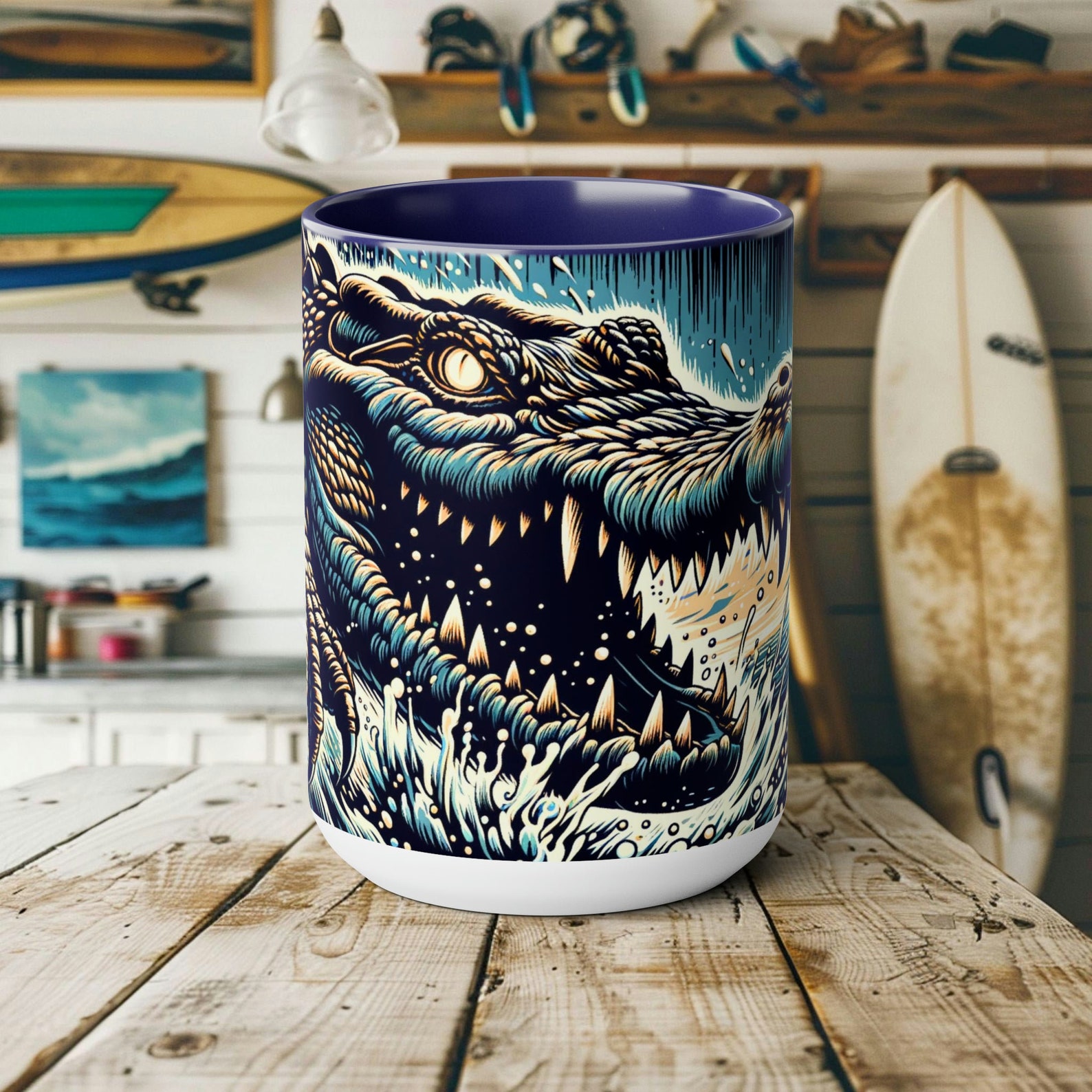 Saltwater Crocodile Mug, Ocean Conservation 15 Oz Ceramic Coffee Cup ...