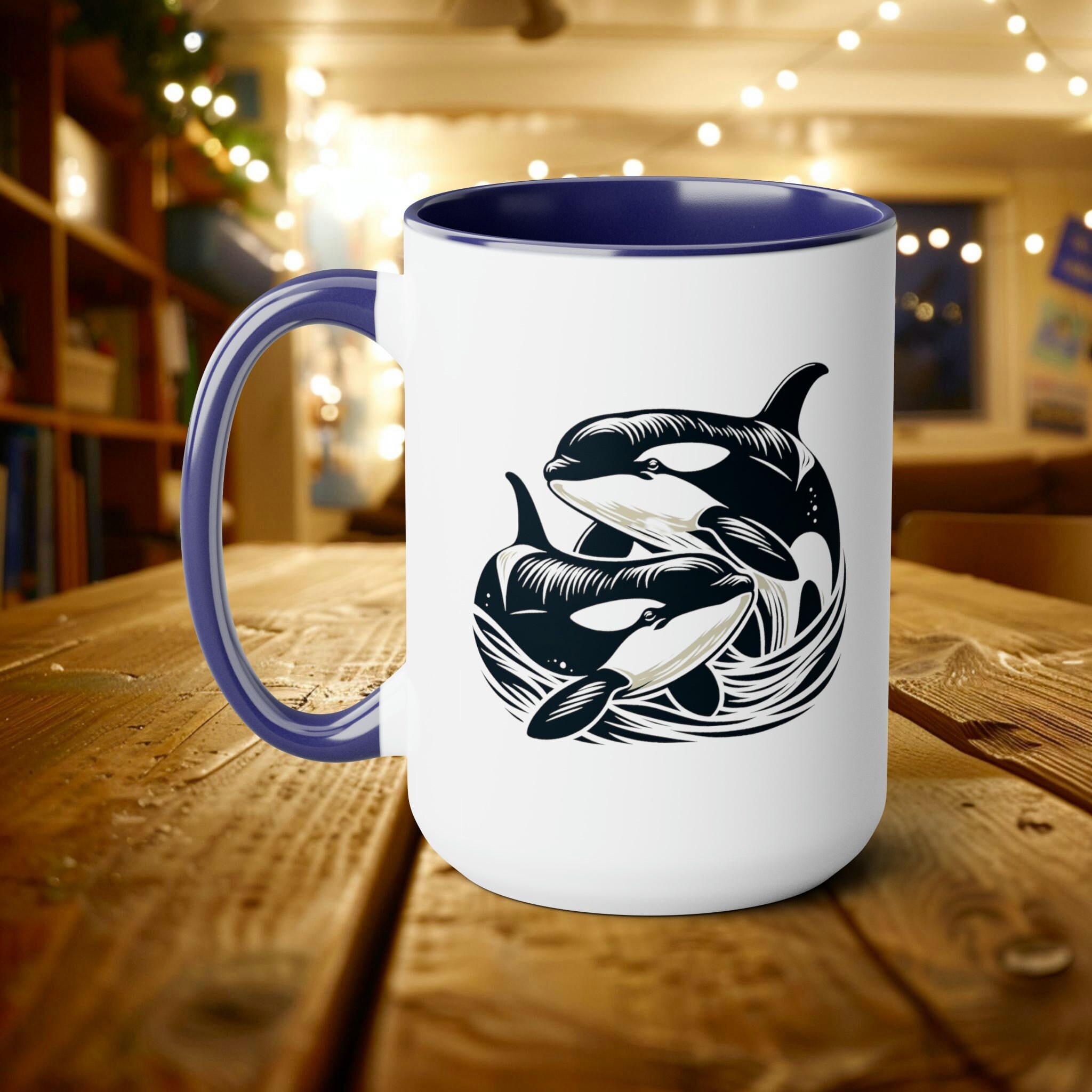 Orca Whale Mug Couple Gift, Ocean Conservation 15 Oz Ceramic Coffee Cup ...