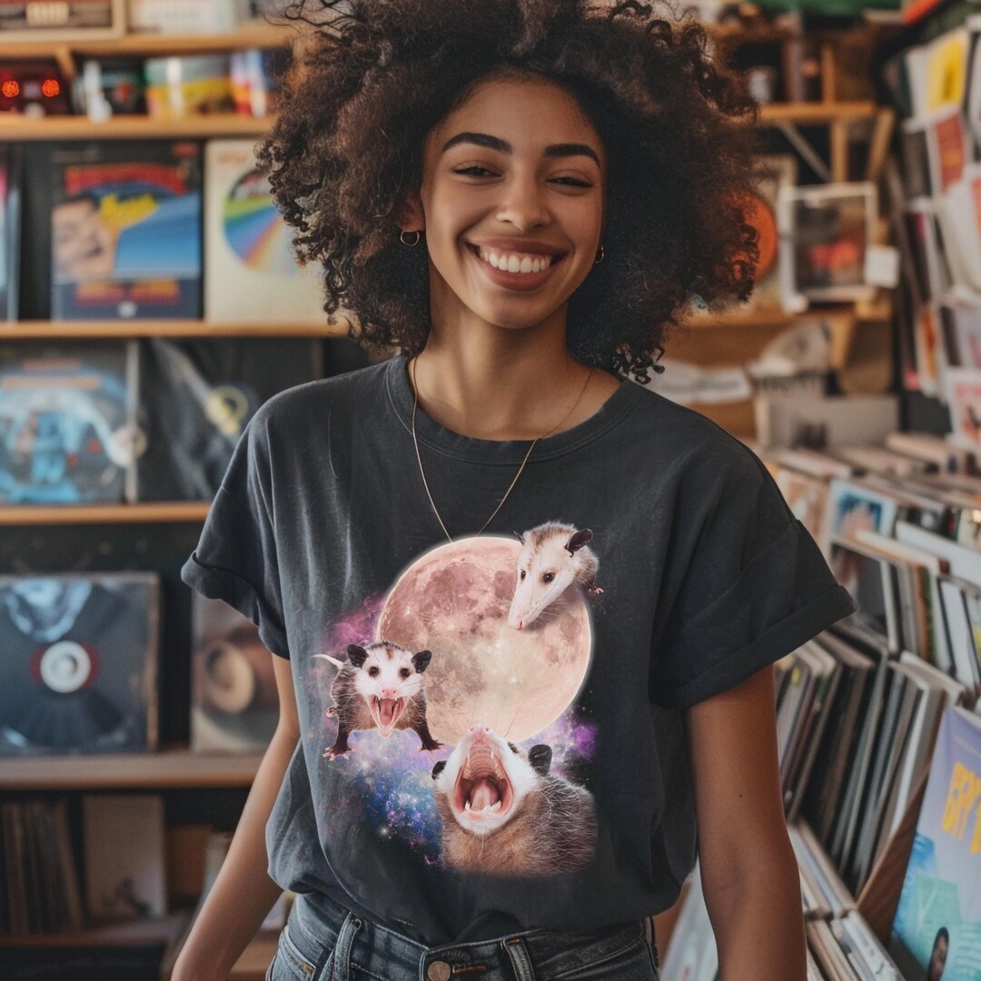 Retro Opossum Moon Graphic Tee: Funny Animal Shirt - Etsy