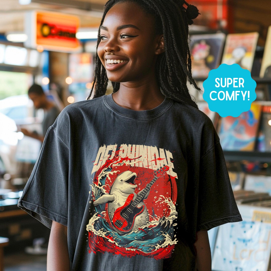 Dolphin Guitarist Vintage Band Shirt, Marine Biology Fun Bootleg Shirt ...