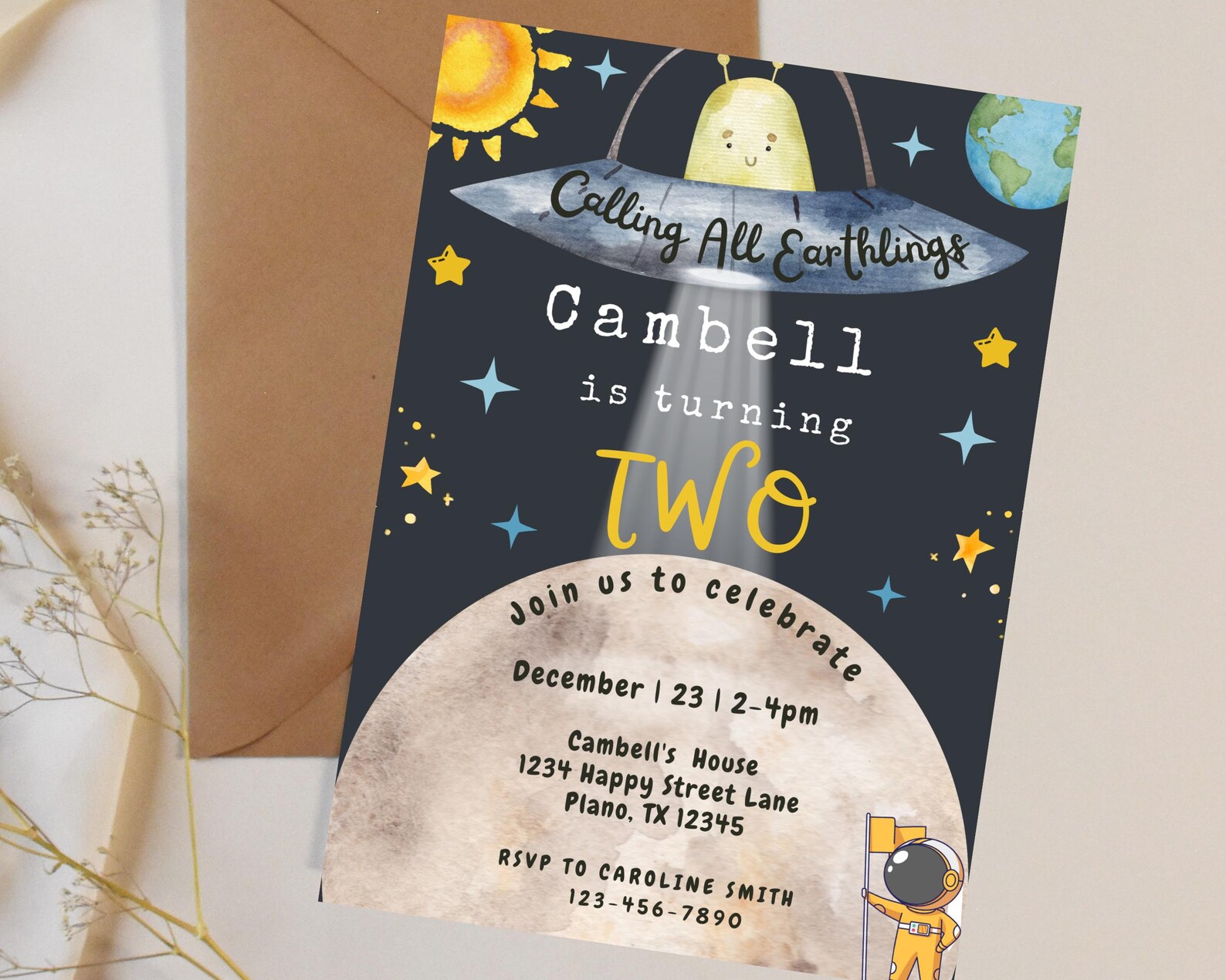 Space Alien Birthday Party Printable Invitation, Alien Outer Space ...