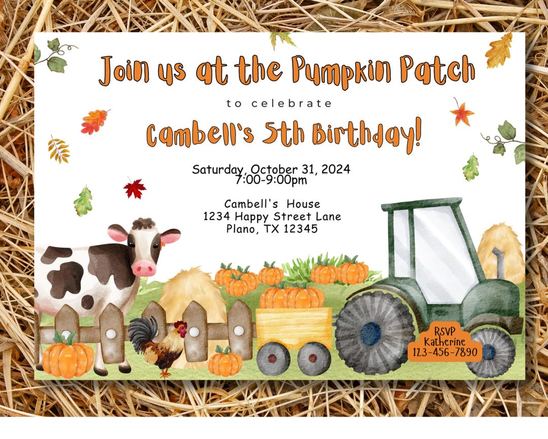 Pumpkin Birthday Invitation. Pumpkin Patch Invitation, Boy or Girl Fall ...