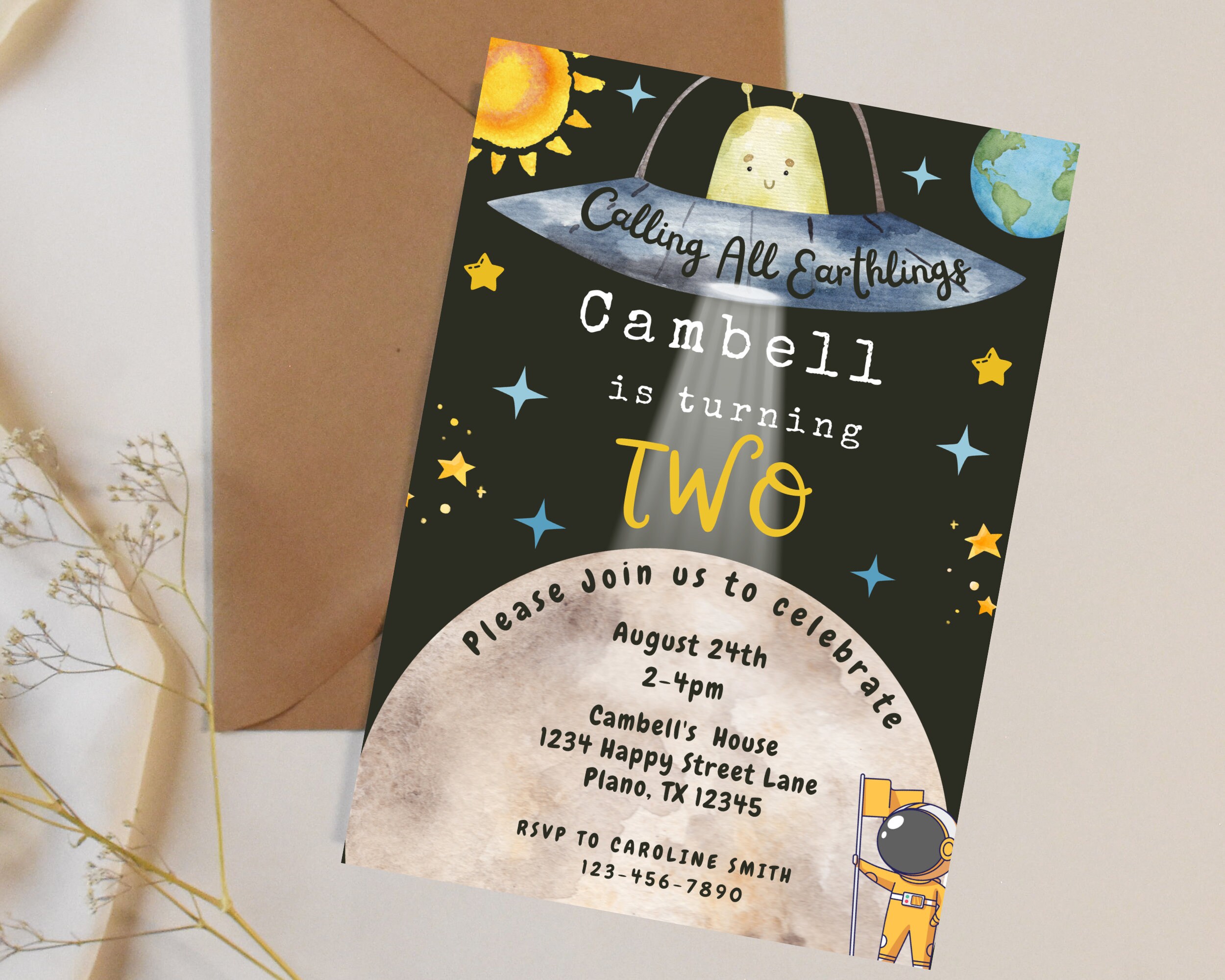Space Alien Birthday Party Printable Invitation, Alien Outer Space ...