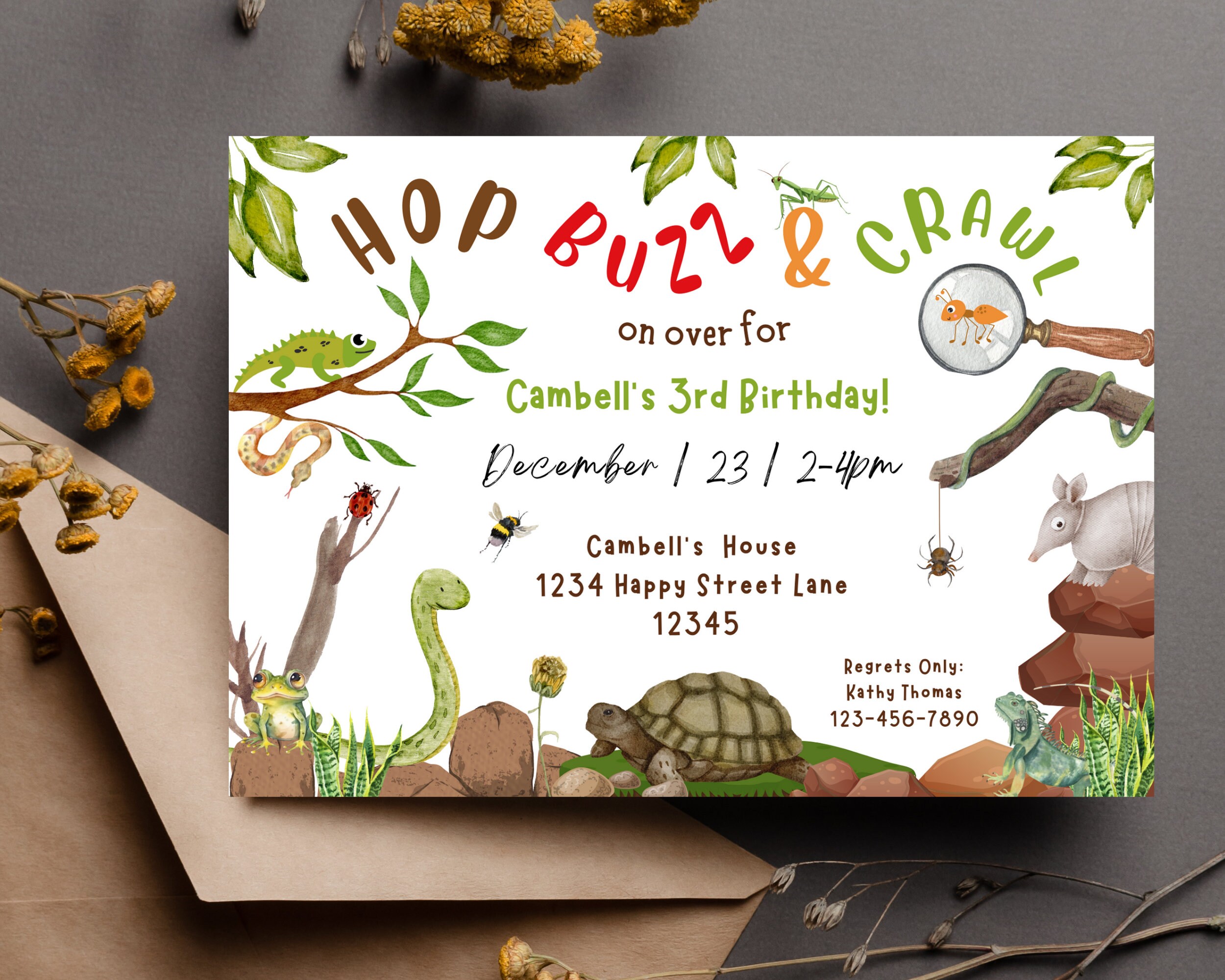 Bug Birthday Invitation Boy Girl Digital Invite Birthday Invitation Bug ...