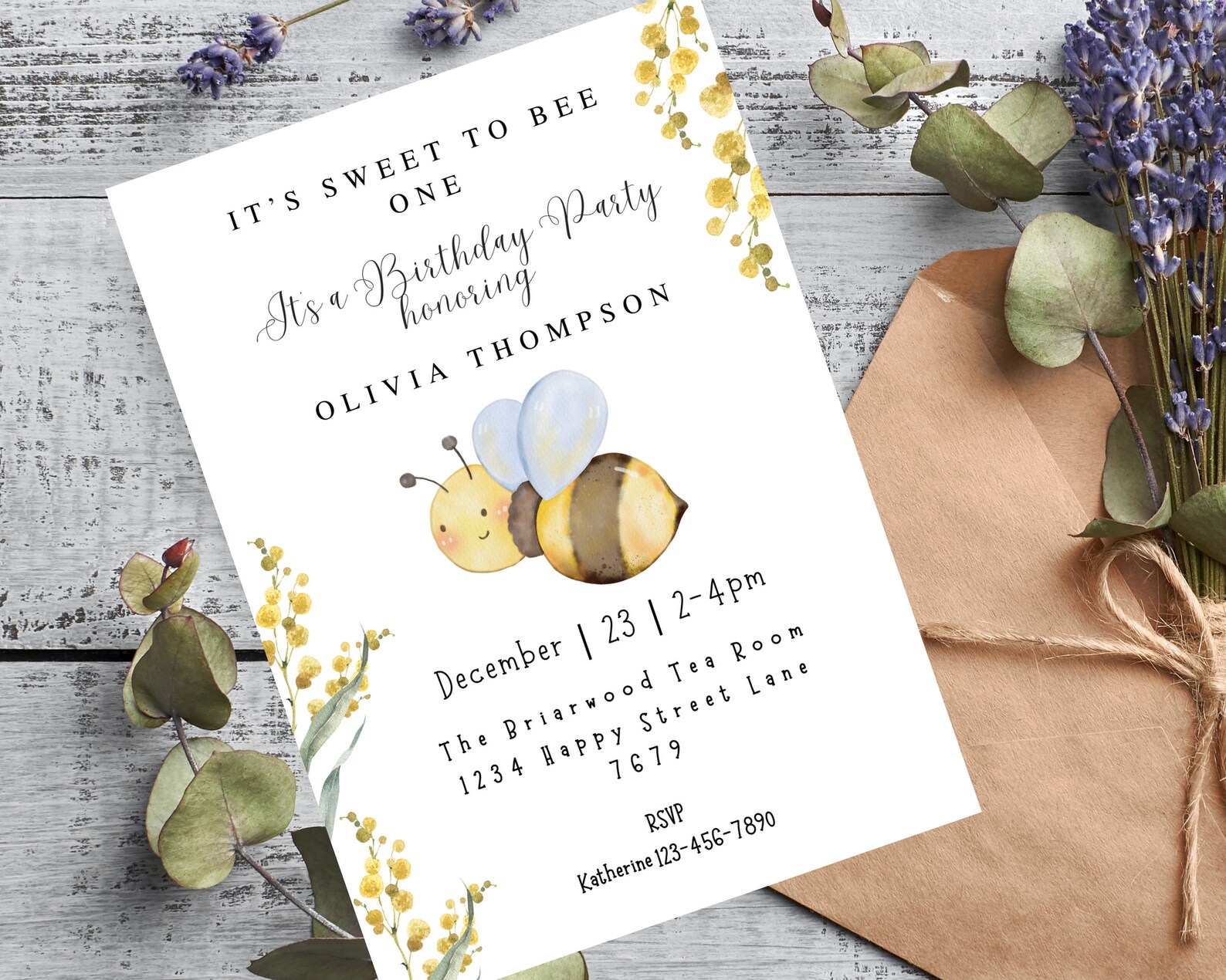 Bee Birthday Invitation, Bee Invitation, Bee First Birthday Invite ...