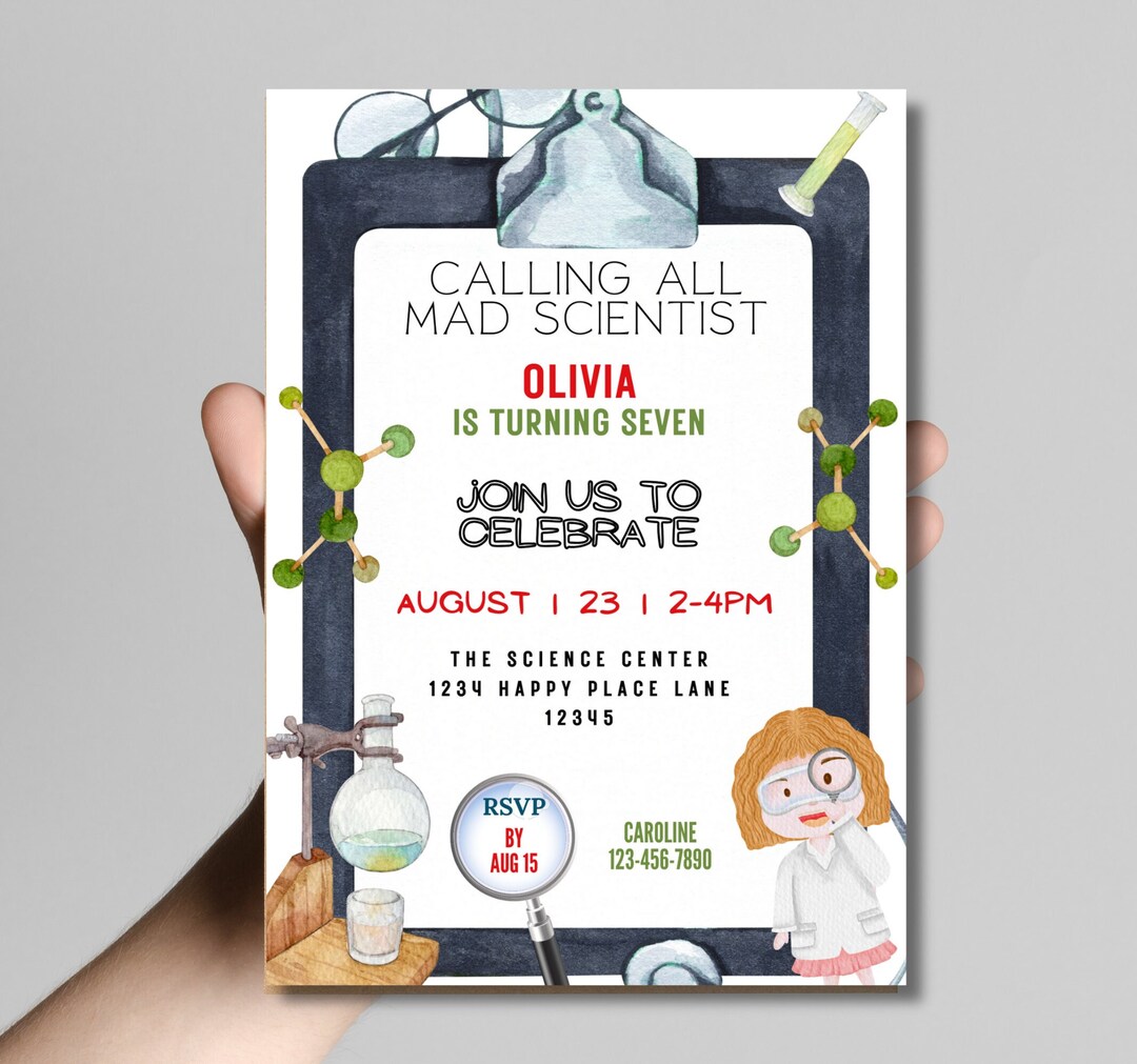 Science Party Invitation, Mad Scientist Invitations, Mad Science Party ...