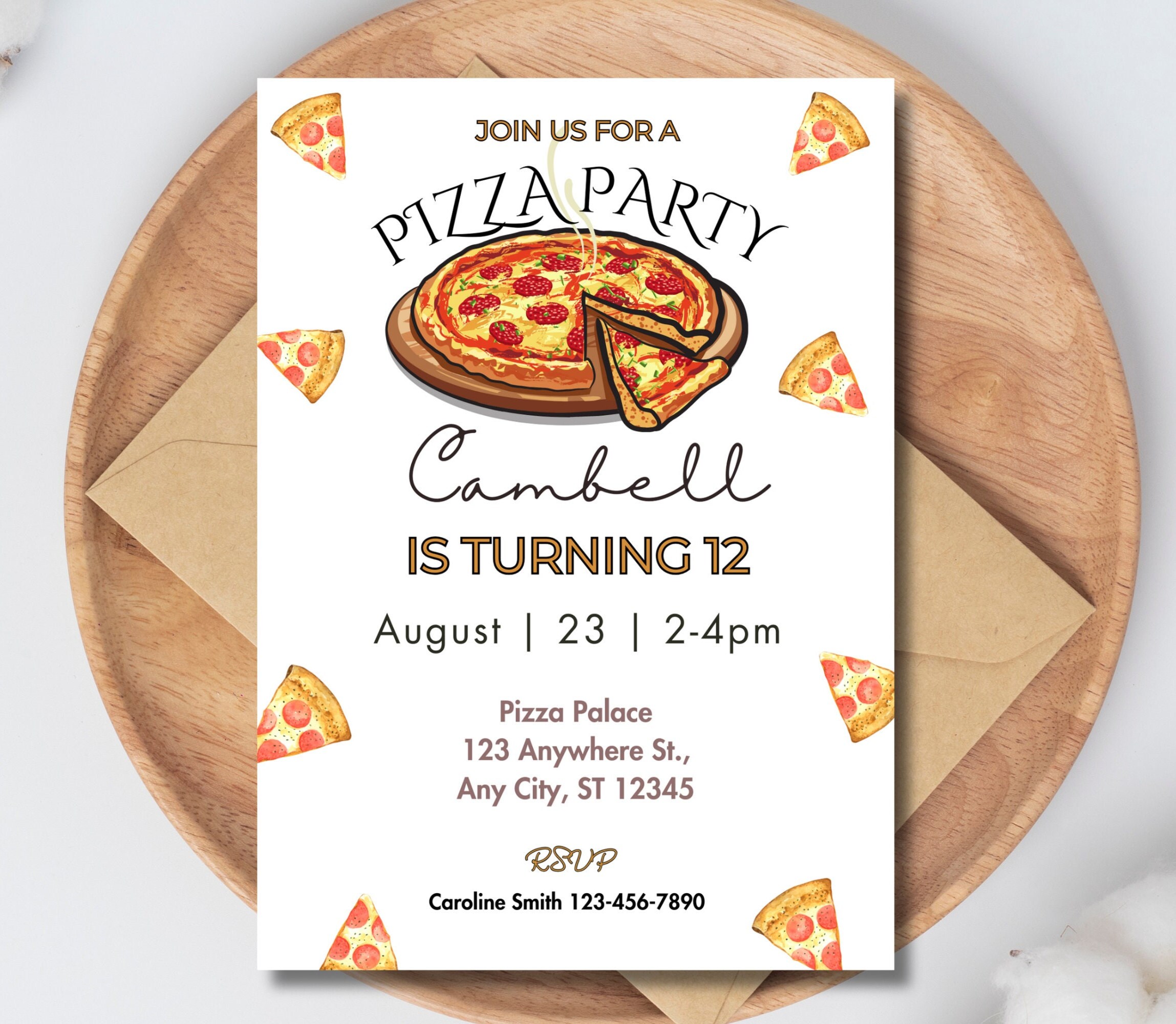 Pizza Party Invitation, Pizza Birthday Party Invite, Any Age Pizza ...