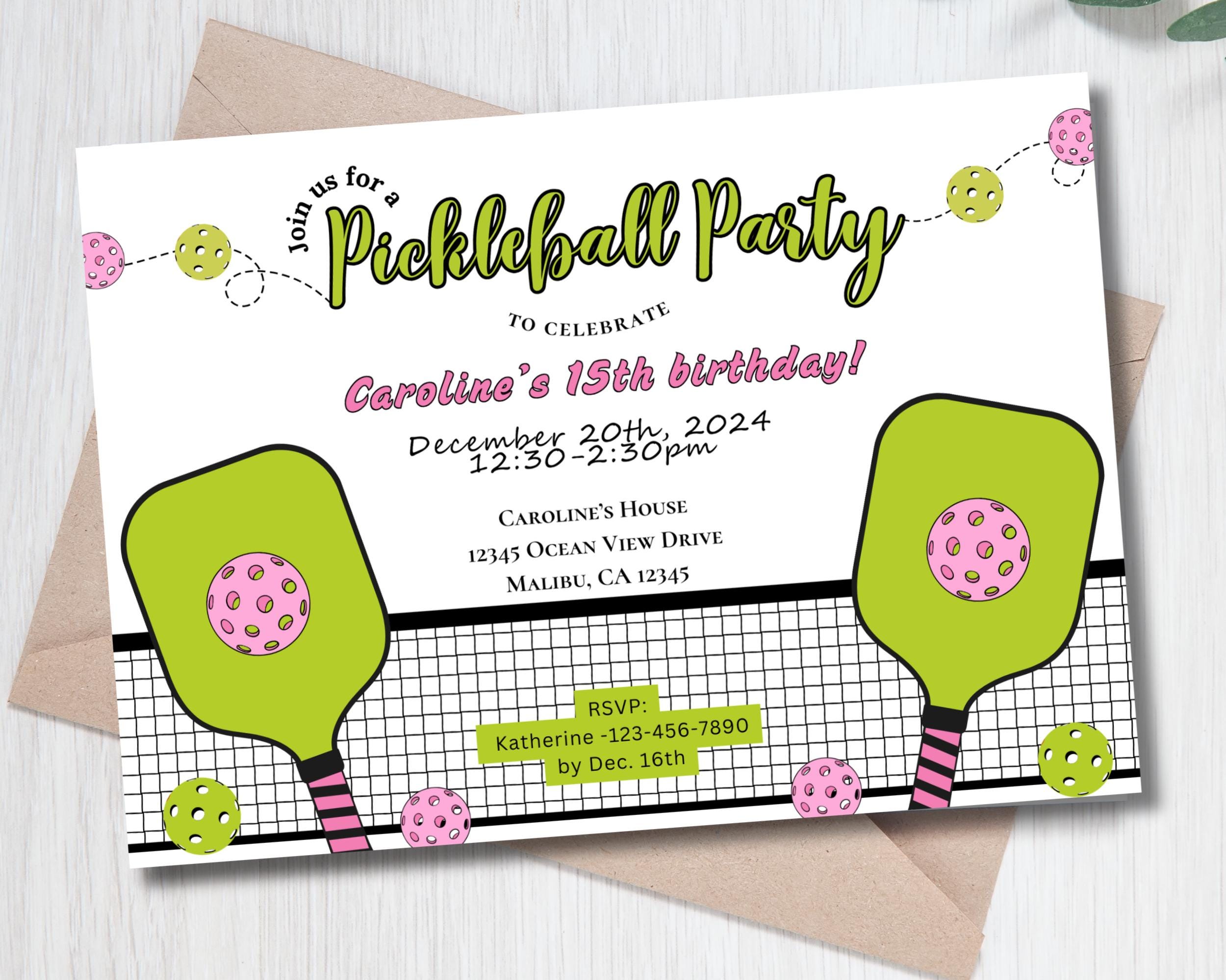 Pickleball Birthday Invitation, Pickleball Invite, Pickleball Party ...