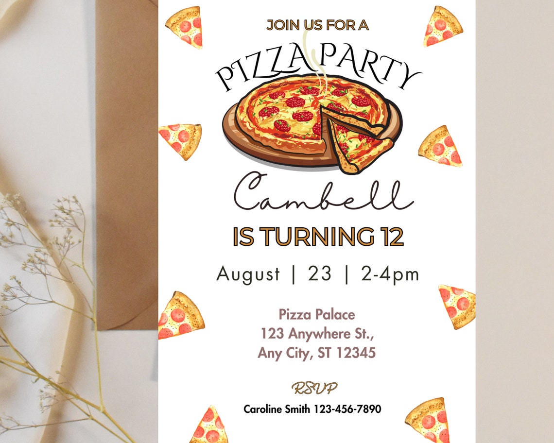 Pizza Party Invitation, Pizza Birthday Party Invite, Any Age Pizza ...