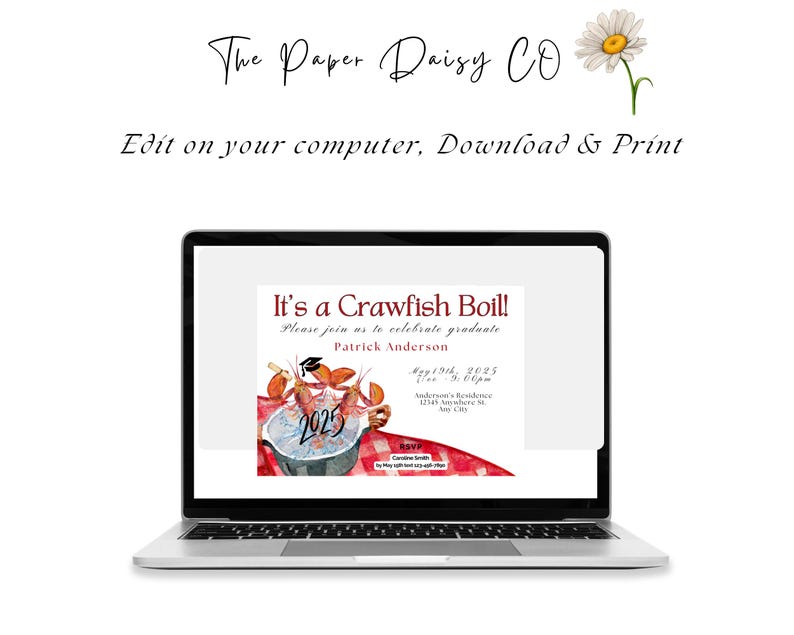 Crawfish Boil Graduate Invitation, Graduation Invite, Crawfish Boil ...