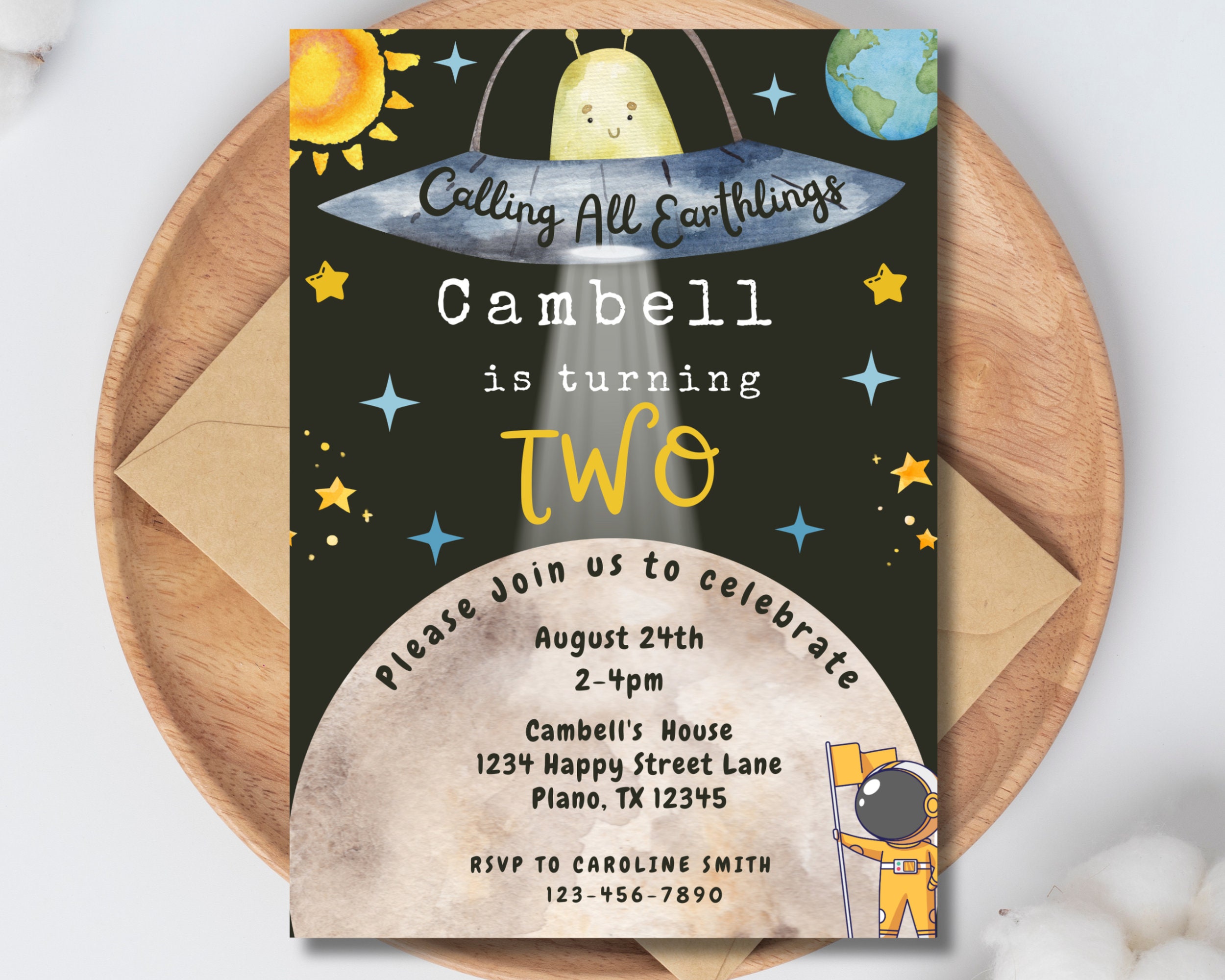 Space Alien Birthday Party Printable Invitation, Alien Outer Space ...